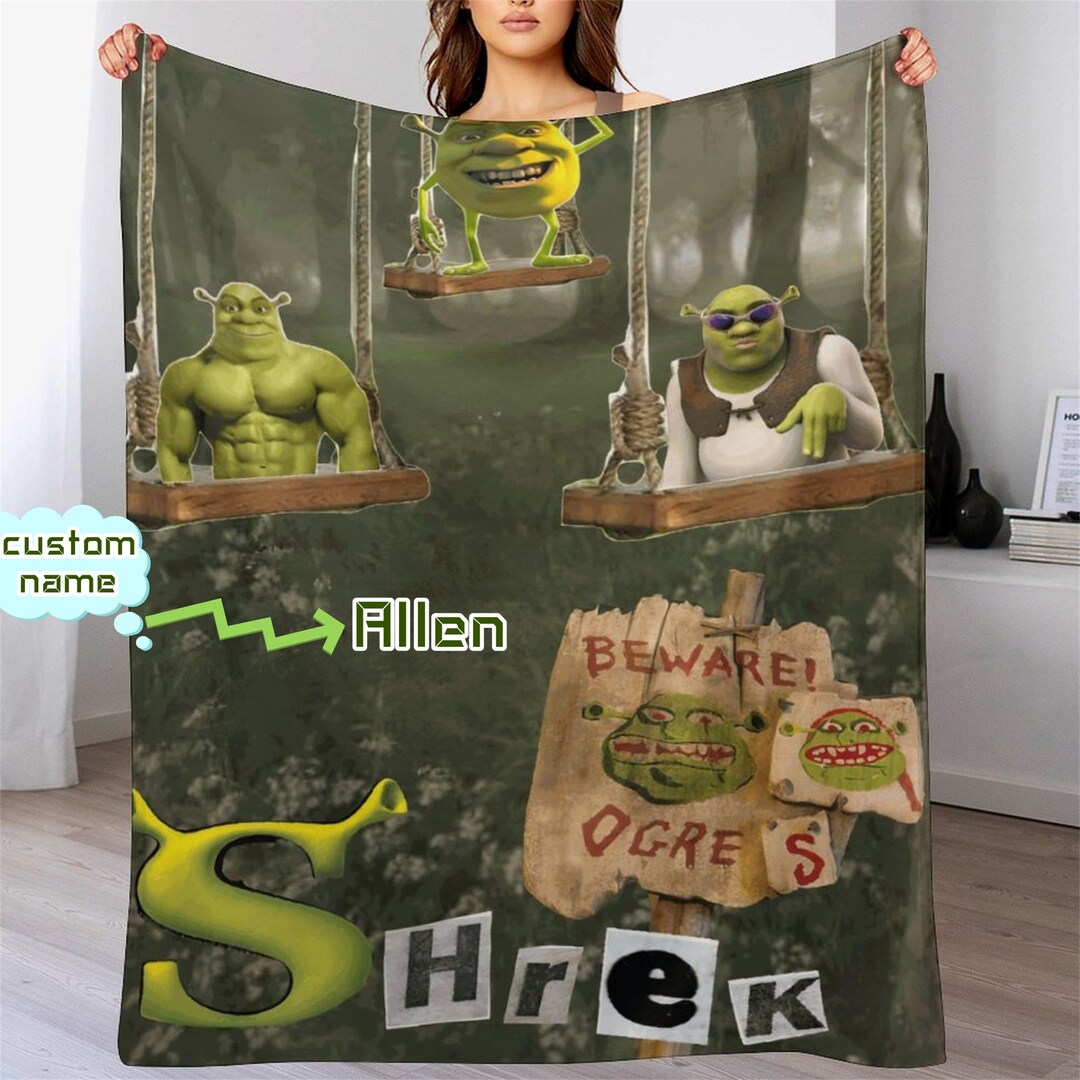 Customized Shrek Blanket Personalized Flannel Couch Nap Blanket Bedding ...