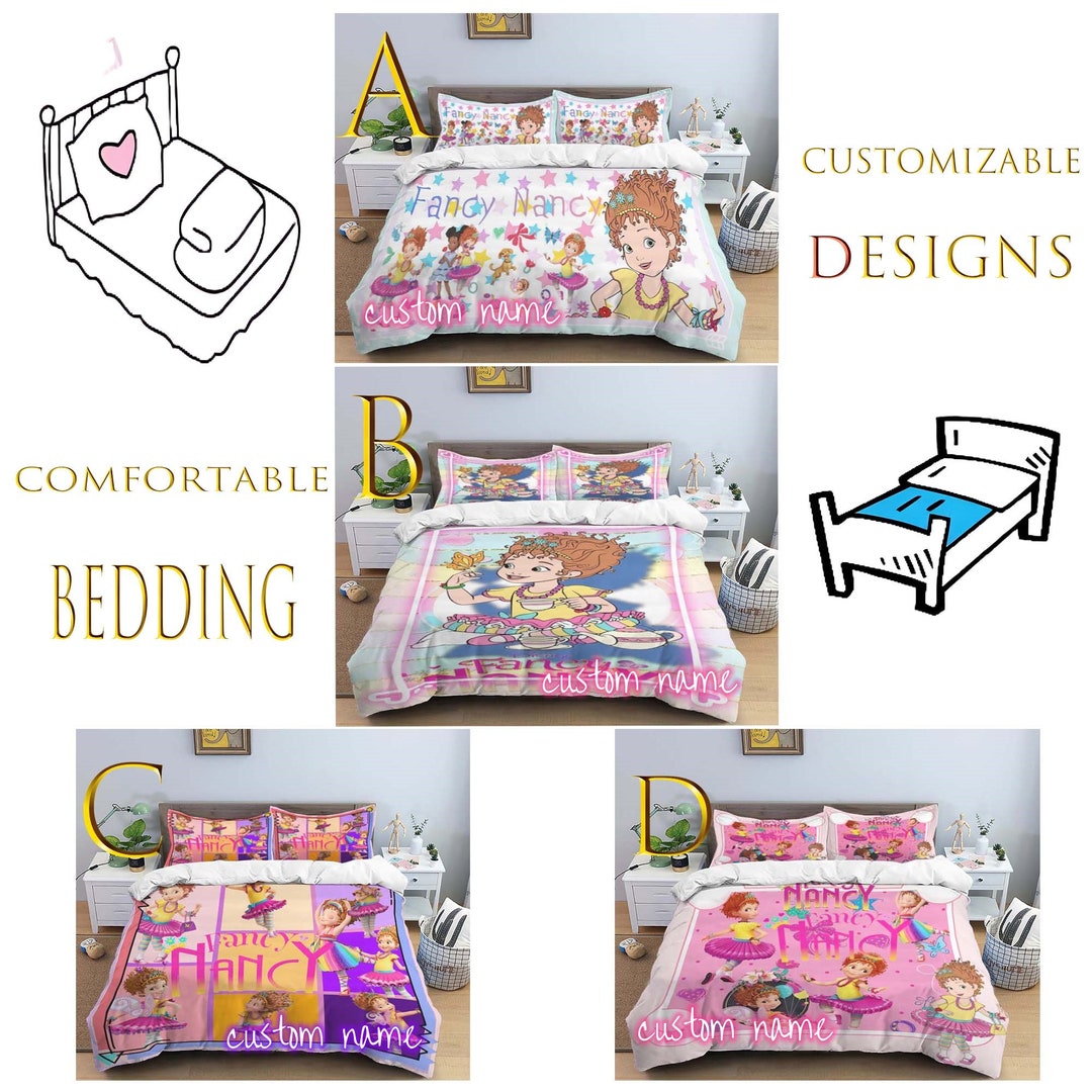 Personalized Fancy Nancy Three Piece Bedding Set Customized Quilt Cover ...