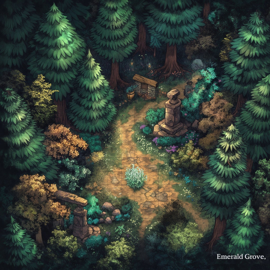 Emerald Grove - Digital Battlemap for D&D 5e, Roll20, Fantasy Grounds ...