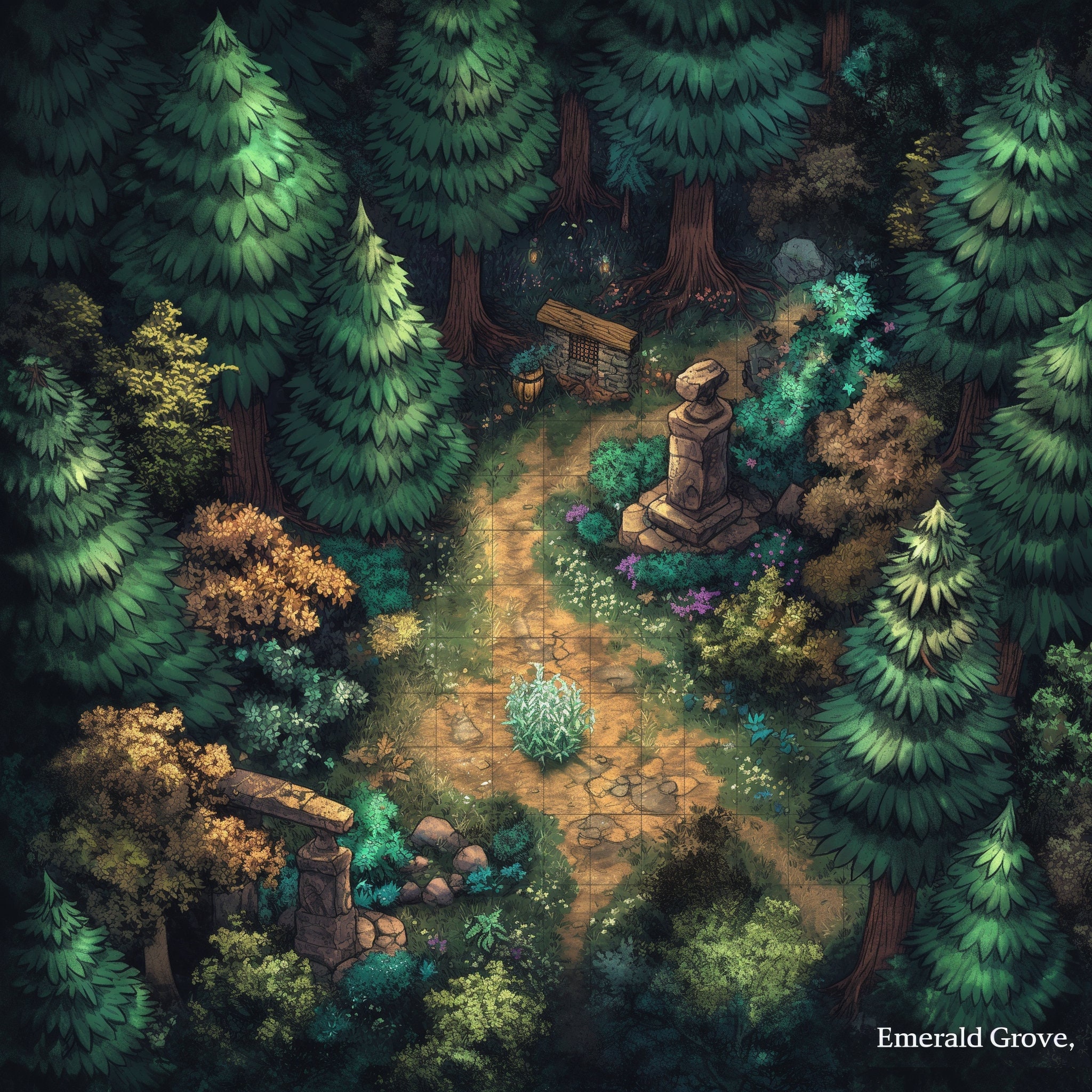Emerald Grove - Digital Battlemap for D&D 5e, Roll20, Fantasy Grounds ...