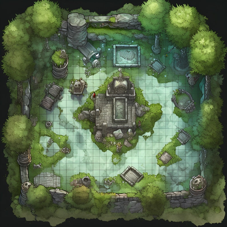 Enigmatic Forest Shrine Digital Battlemap for Dnd 5e, Roll20, Fantasy ...