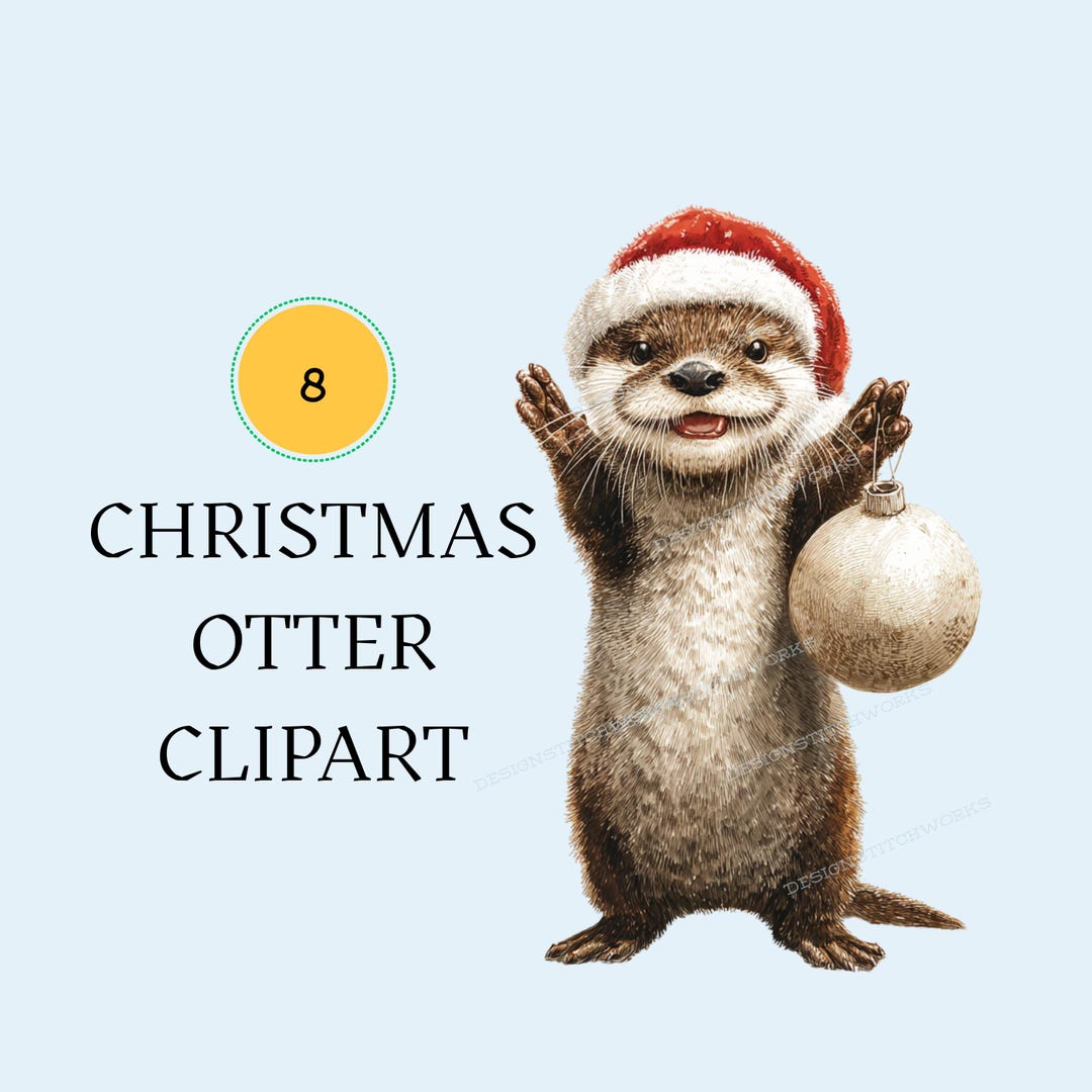 Christmas Otter Clipart, Holiday PNG, Cozy Winter Animal Decor (digital ...
