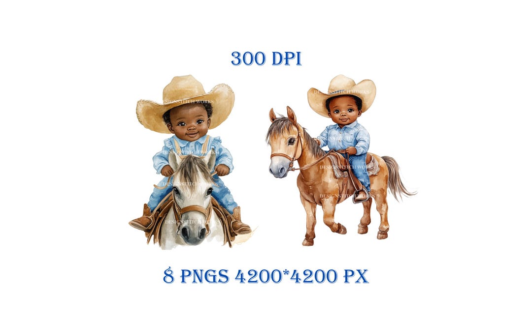 Watercolor Cowboy Baby Clipart: Blue Baby Shower Pngs (digital Download ...