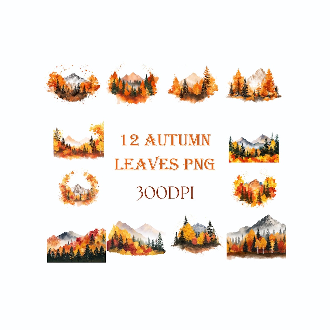 Watercolor Autumn Leaves Clipart: Fall Scrapbooking PNG (digital ...