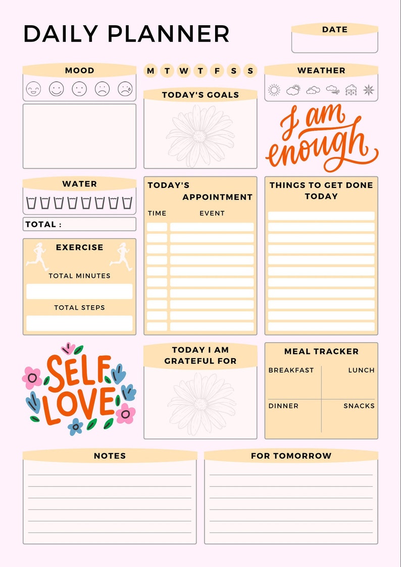 Digital Daily Planner, Daily Wellness Planner, LOA Planner, Self Care ...