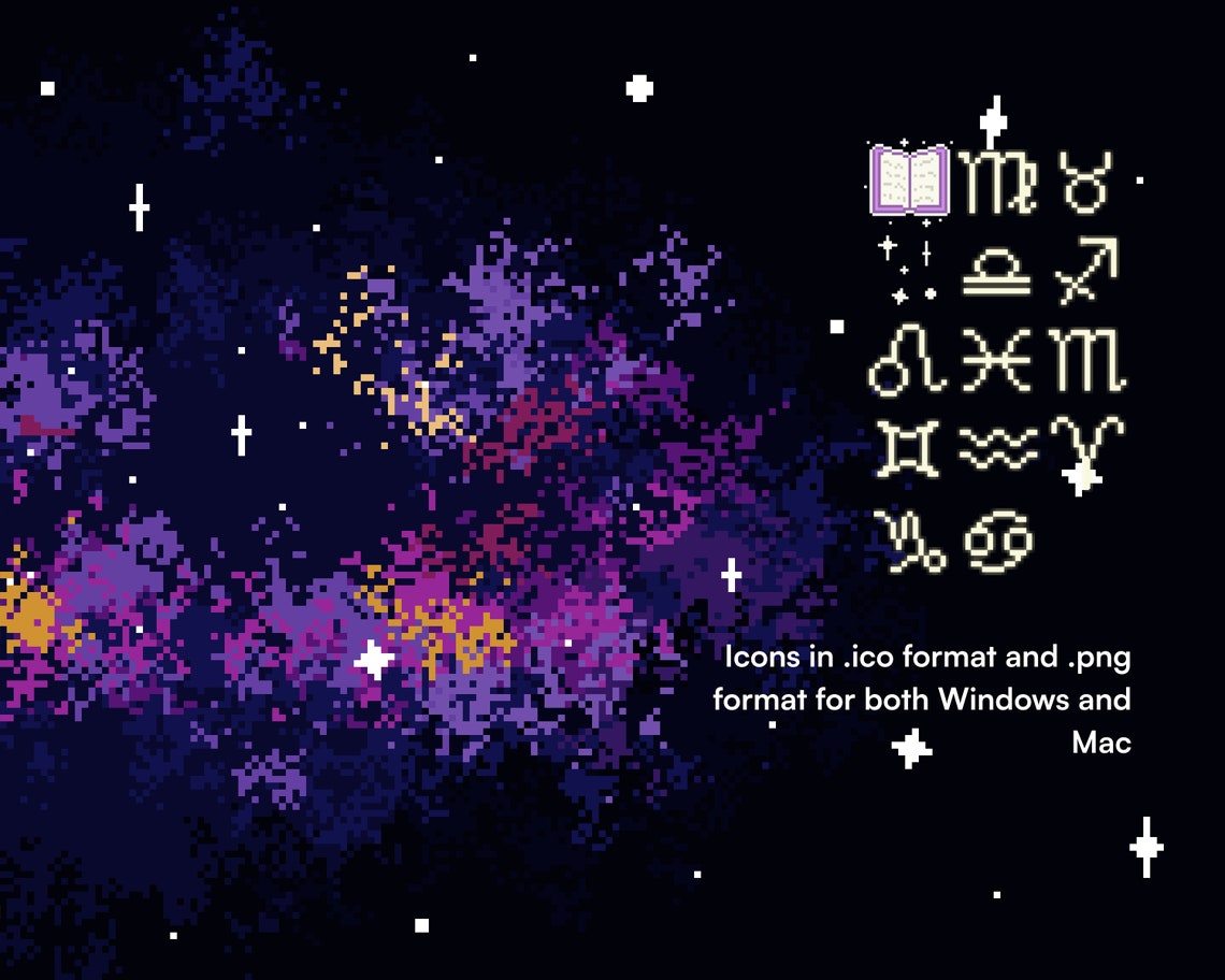 Astrology Space Desktop Organizer Wallpaper - Pixel Art Customizable ...