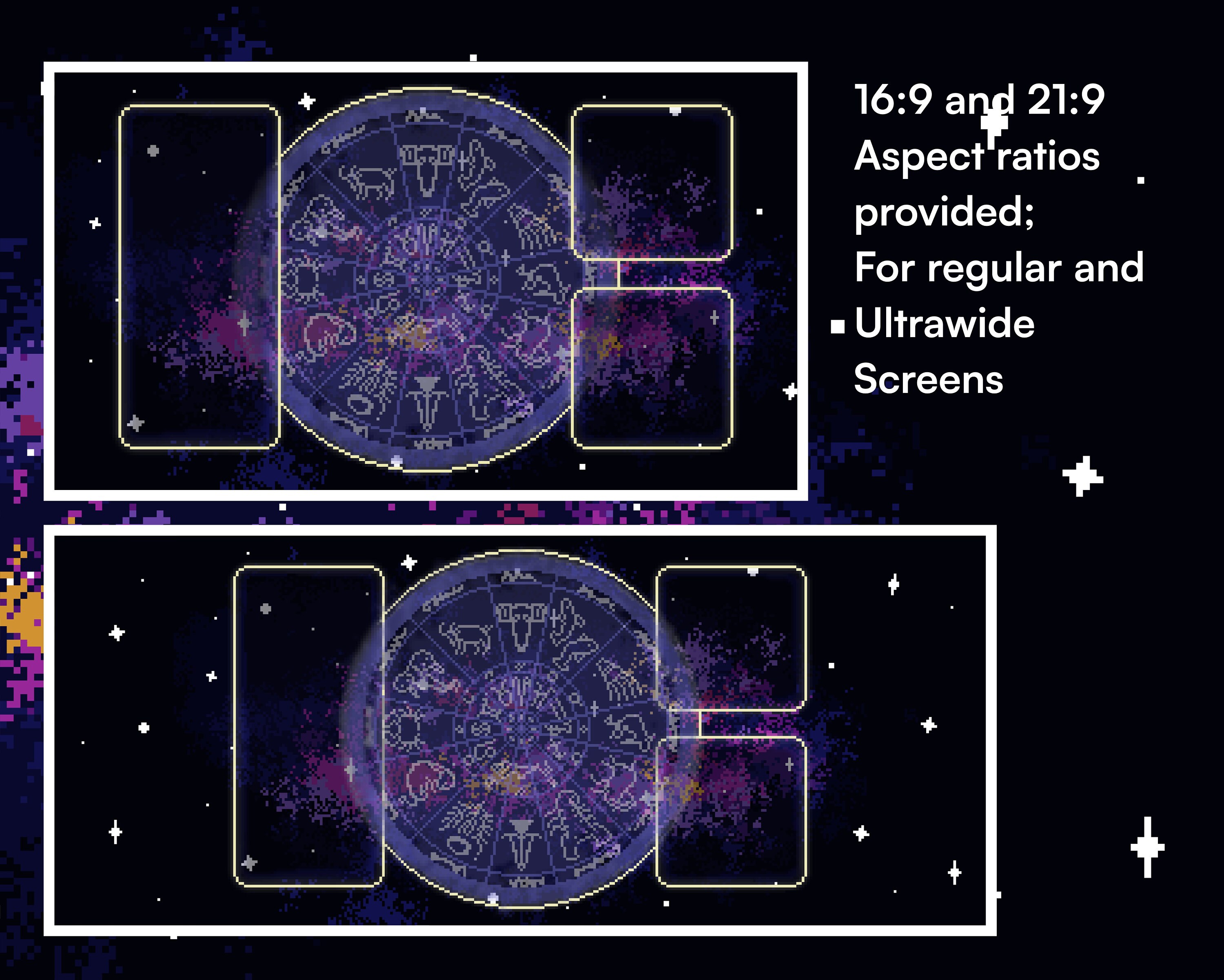 Astrology Space Desktop Organizer Wallpaper - Pixel Art Customizable ...
