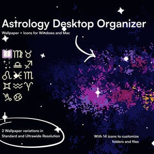 Astrology Space Desktop Organizer Wallpaper - Pixel Art Customizable ...