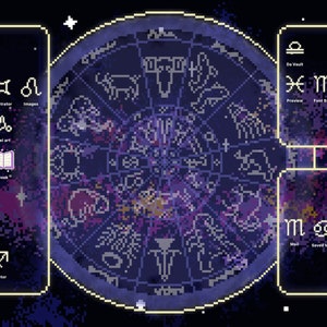 Astrology Space Desktop Organizer Wallpaper - Pixel Art Customizable ...