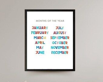 Months of the Year Printable, Montessori Education Poster, Homeschool ...
