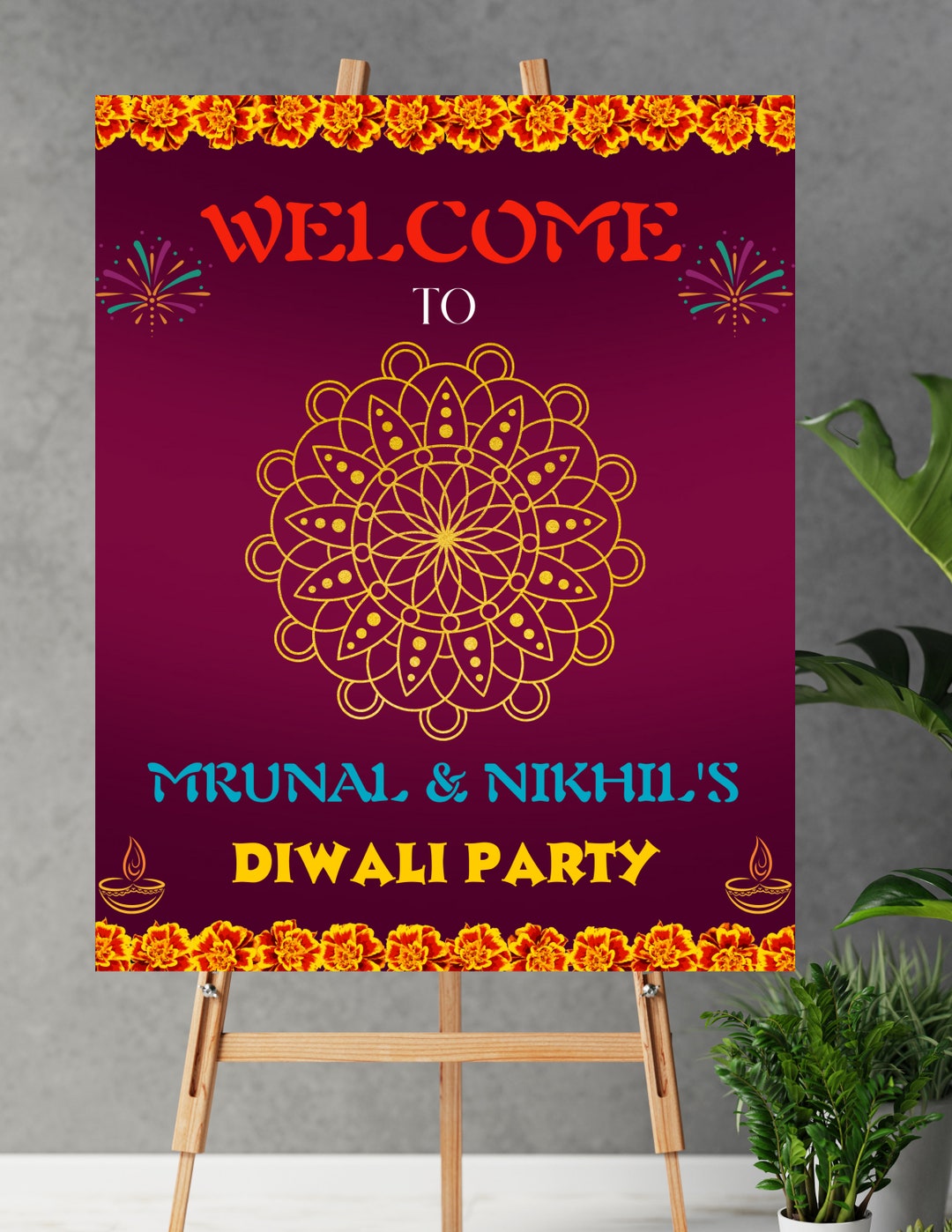 Diwali Party Welcome Dinner Signs Deepavali Party Signs Diwali Welcome ...