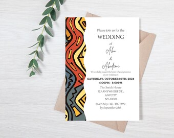 African Wedding Invitation, African Themed Wedding Invitations, African ...