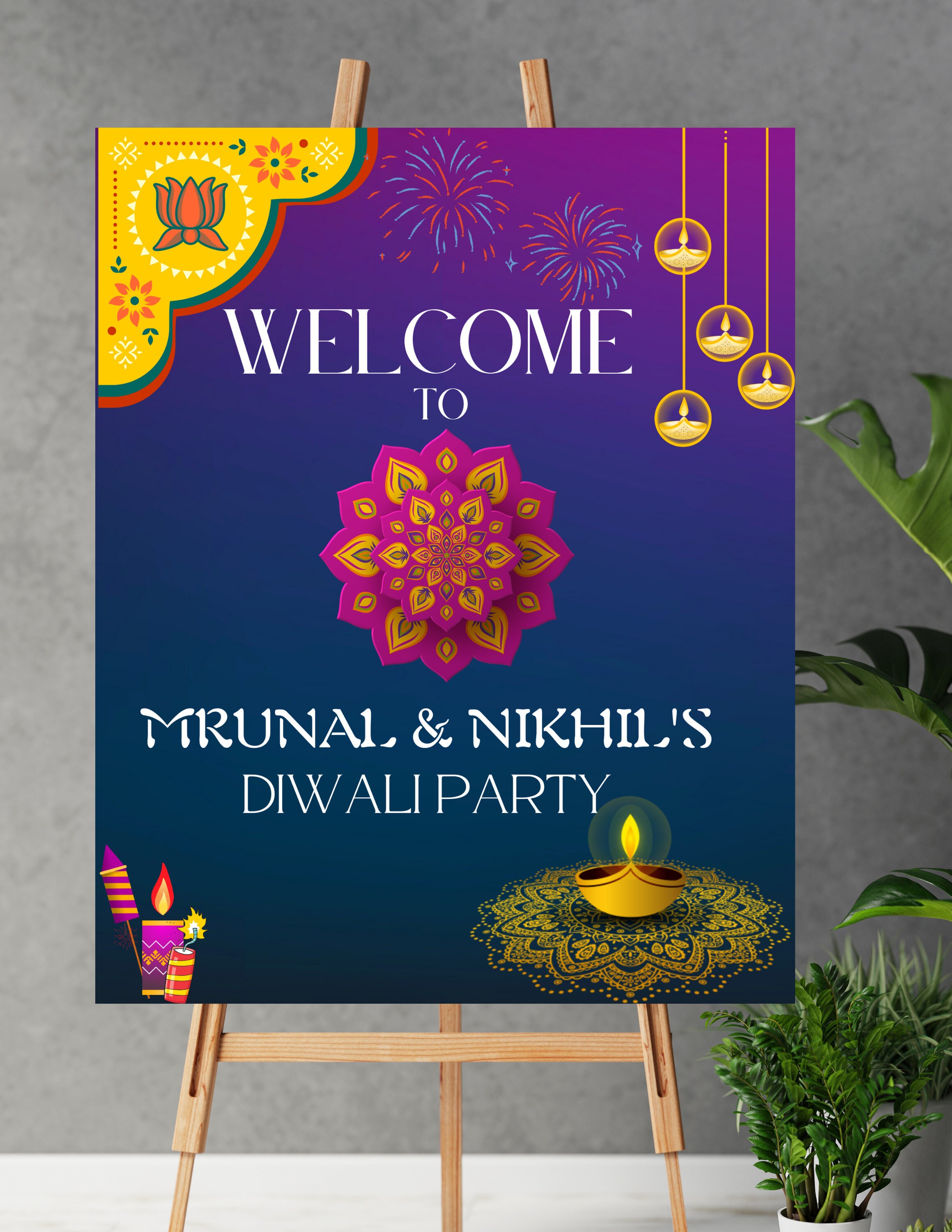 Diwali Party Welcome Dinner Signs Deepavali Party Signs Diwali Welcome ...