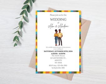 African Wedding Invitation, African Themed Wedding Invitations, African ...