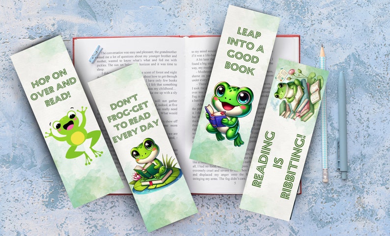 Funny Frog Printable Bookmarks Digital Download JPG Bookmark Froggy ...