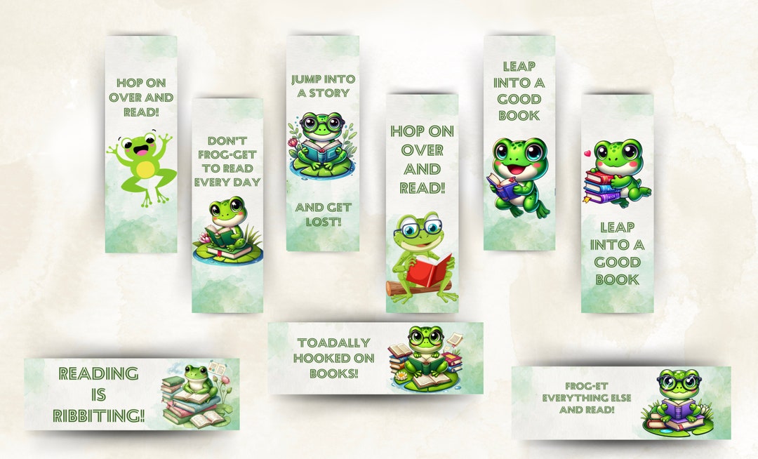 Funny Frog Printable Bookmarks Digital Download JPG Bookmark Froggy ...
