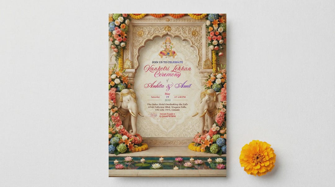 Indian Gujarati Pre Wedding Invite Template, Kankotri Lekhan Ceremony ...