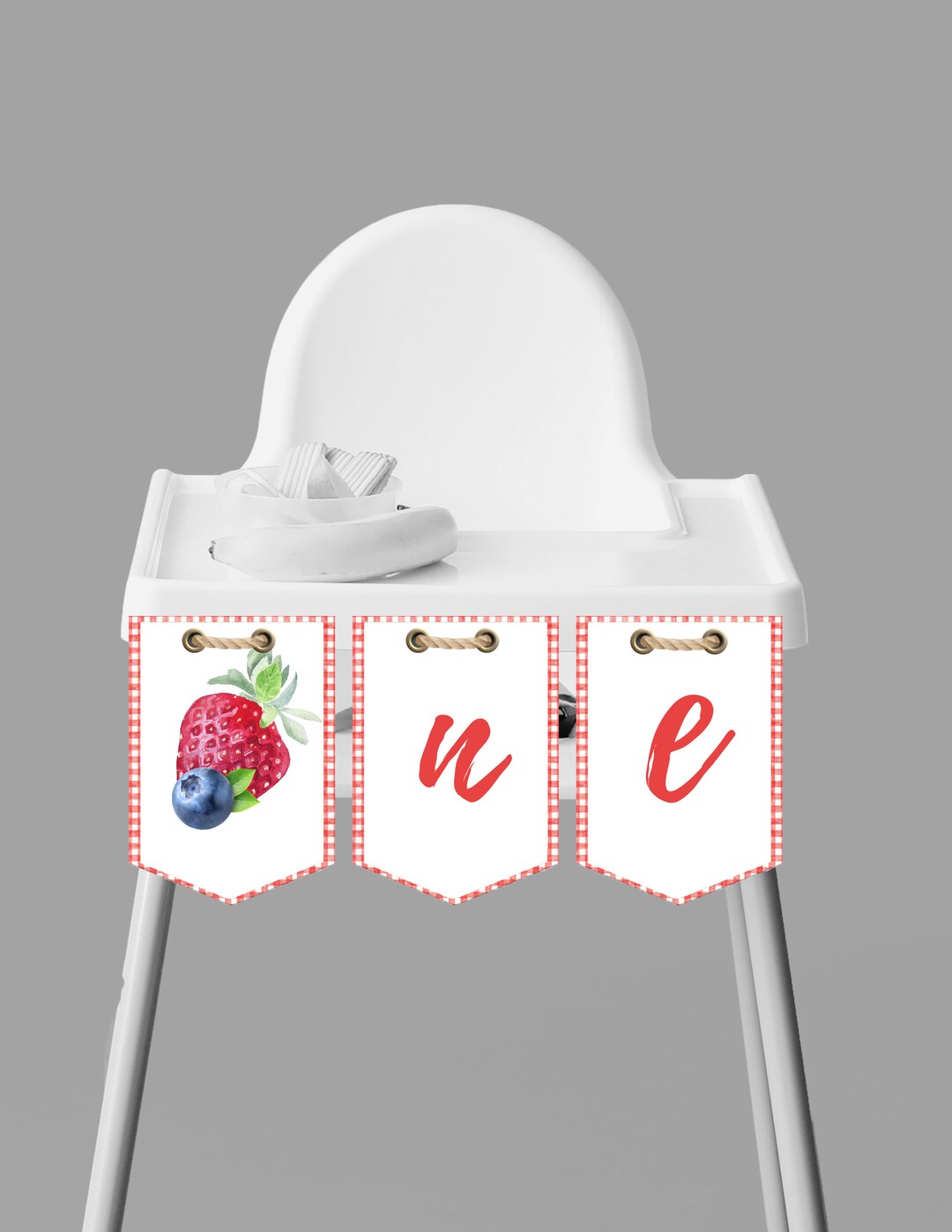 Strawberry Blueberry High Chair Banner Berry Sweet First Birthday 1st ...