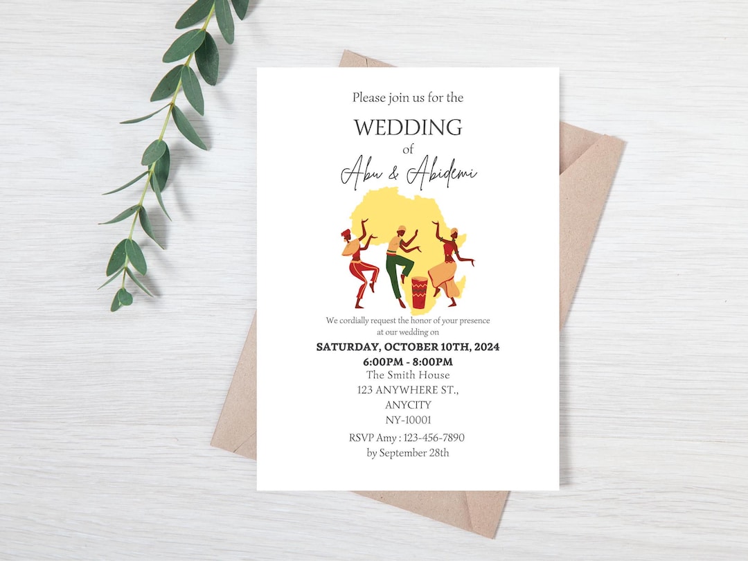 African Wedding Invitation, African Themed Wedding Invitations, African ...
