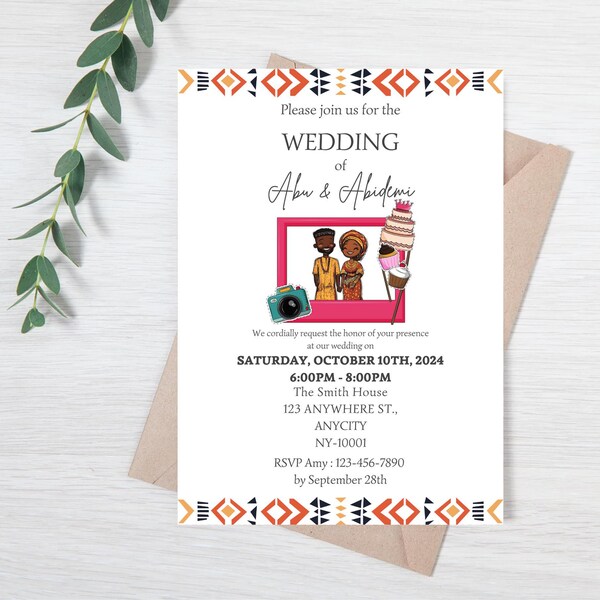 African Wedding Invitation, African Themed Wedding Invitations, African ...