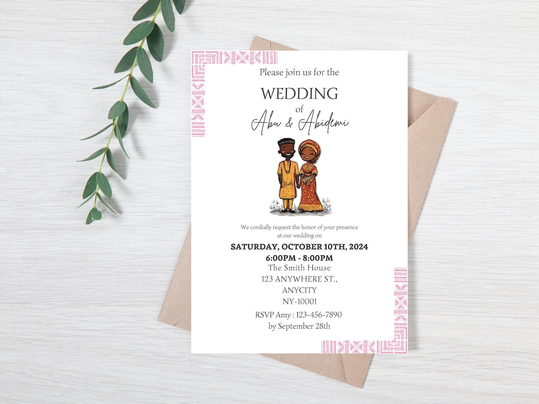 African Wedding Invitation, African Themed Wedding Invitations, African ...
