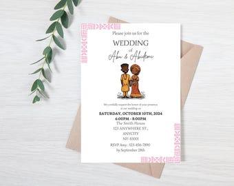 African Wedding Invitation, African Themed Wedding Invitations, African ...