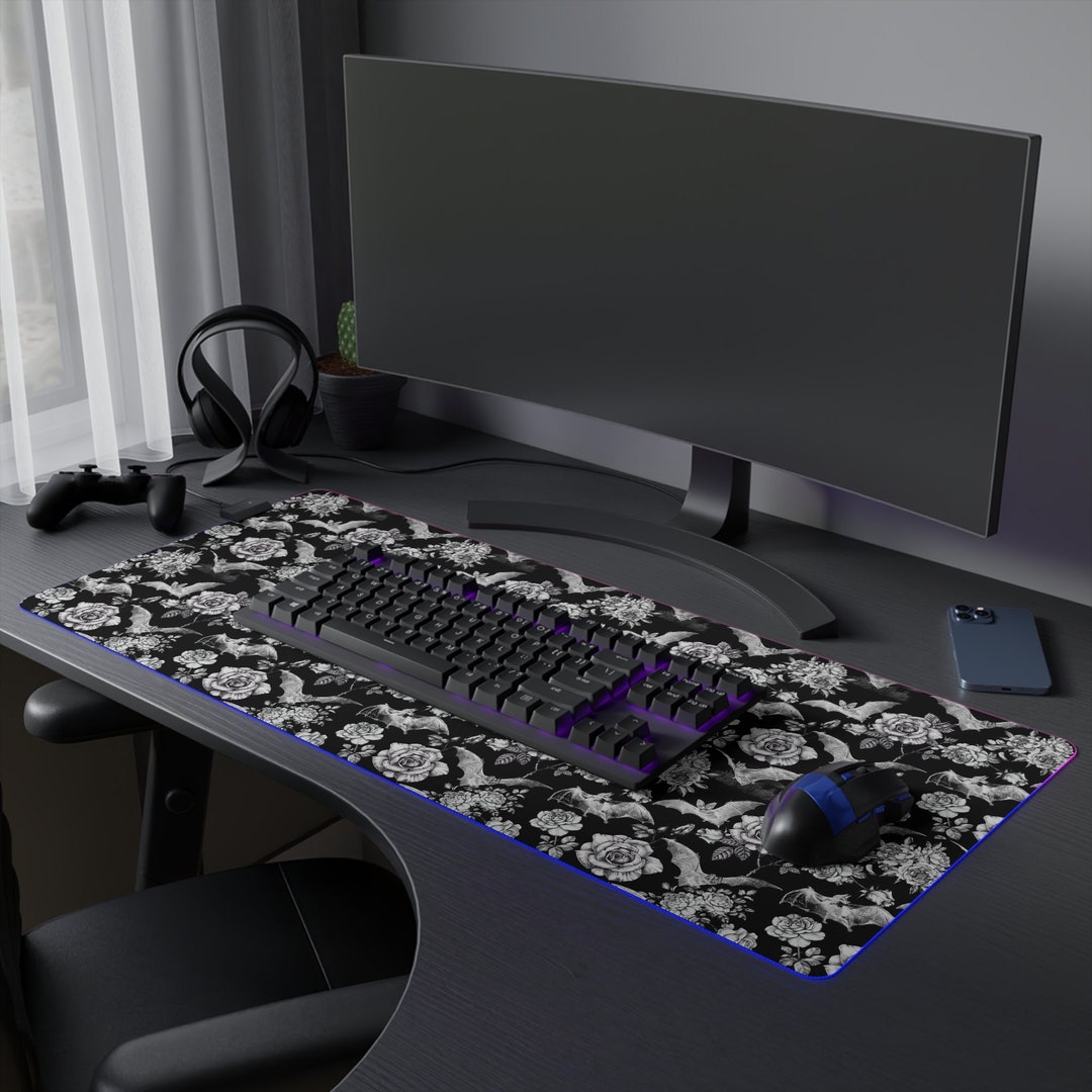 Bats & Roses LED Gaming Mouse Pad | Gothic Gamer Aesthetic | RGB Gaming ...