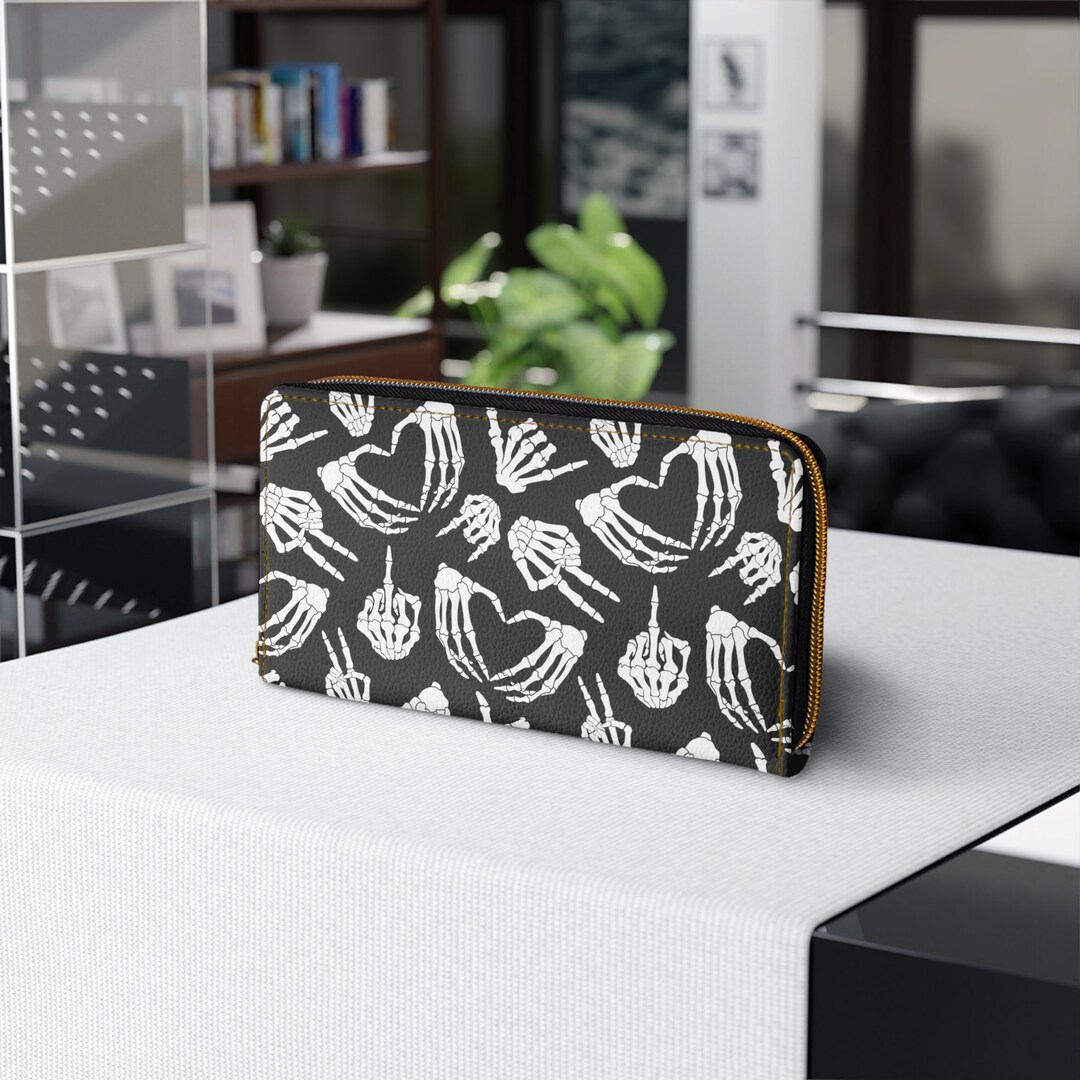 Skeleton Hands Zipper Wallet | Gothic Wallet, Witchy Wallet, Peace Sign ...
