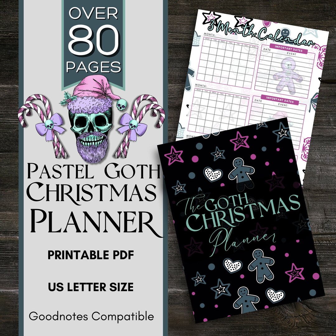 Goth Christmas Planner Digital Download Printable Planner | Pastel Goth ...