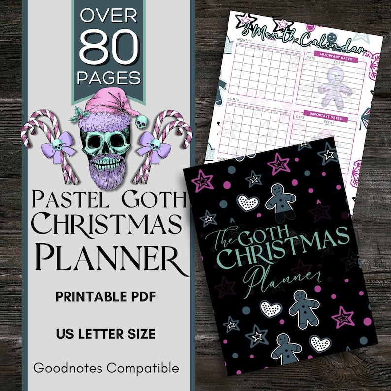 Goth Christmas Planner Digital Download Printable Planner Pastel Goth ...
