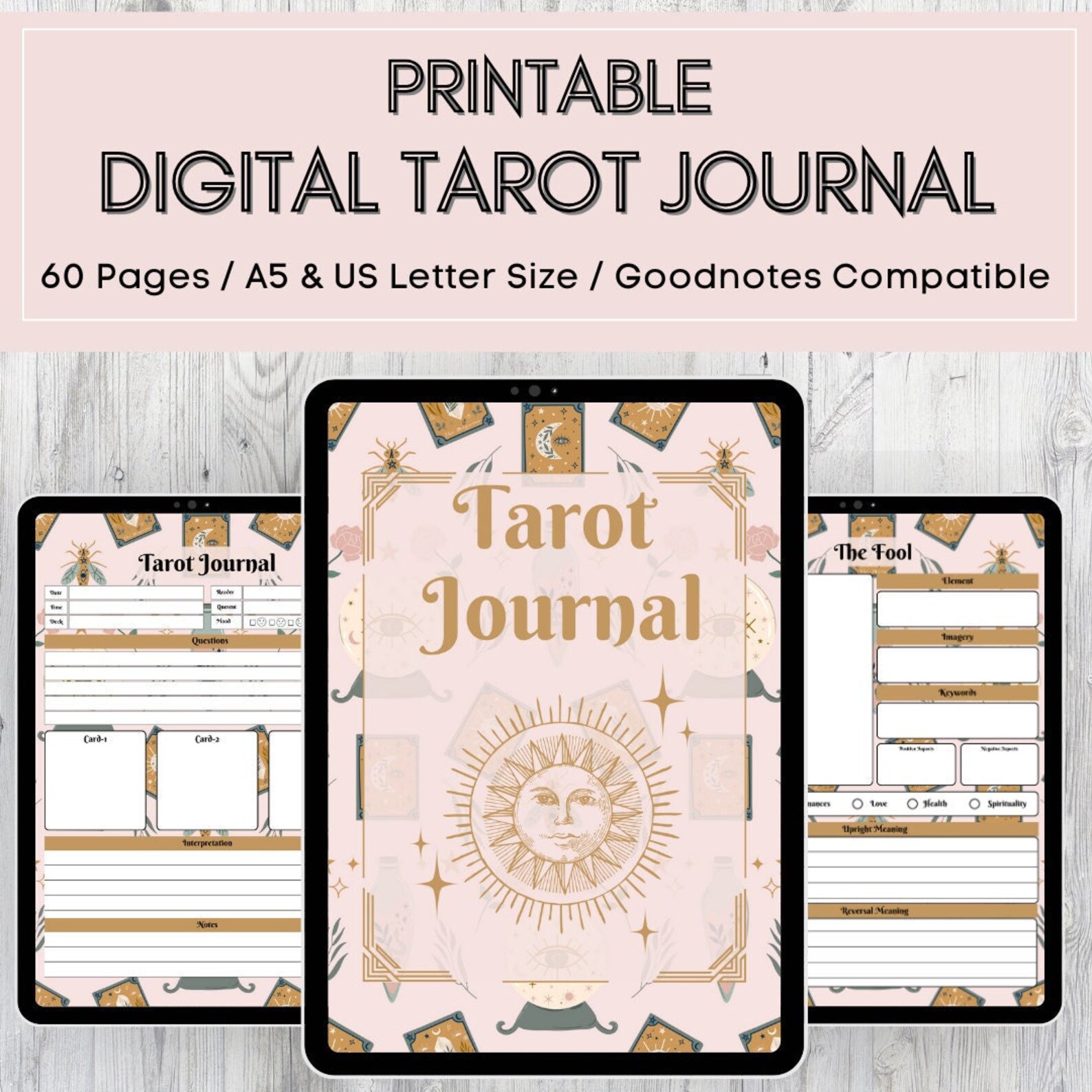 Digital Tarot Journal | Tarot Journal Printable | Tarot Reading Journal ...