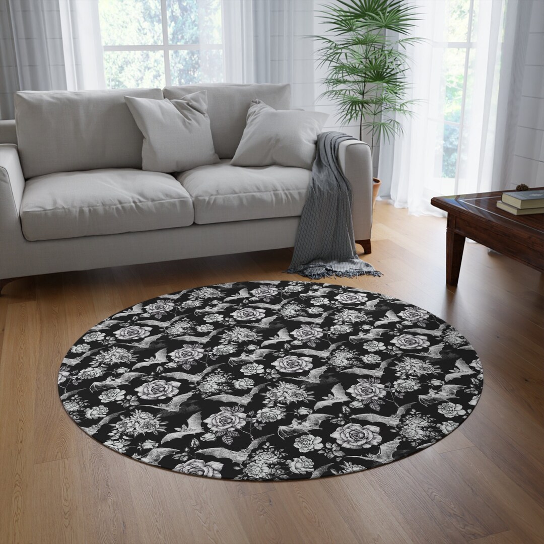 Gothic Bats Round Rug Goth Home Decor Goth Baby Nursery Decor Living ...