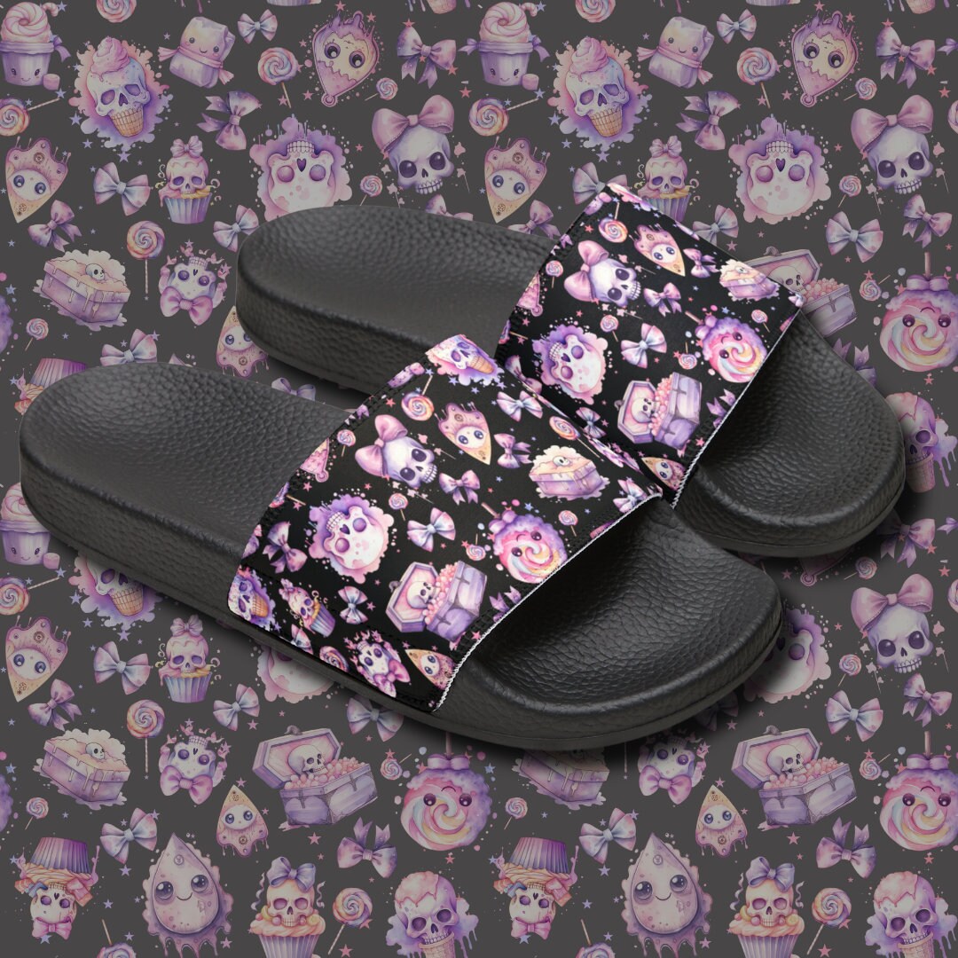 Pastel Goth Candy Women's Slide Sandals | Gothic Shoes | Goth Sandals ...
