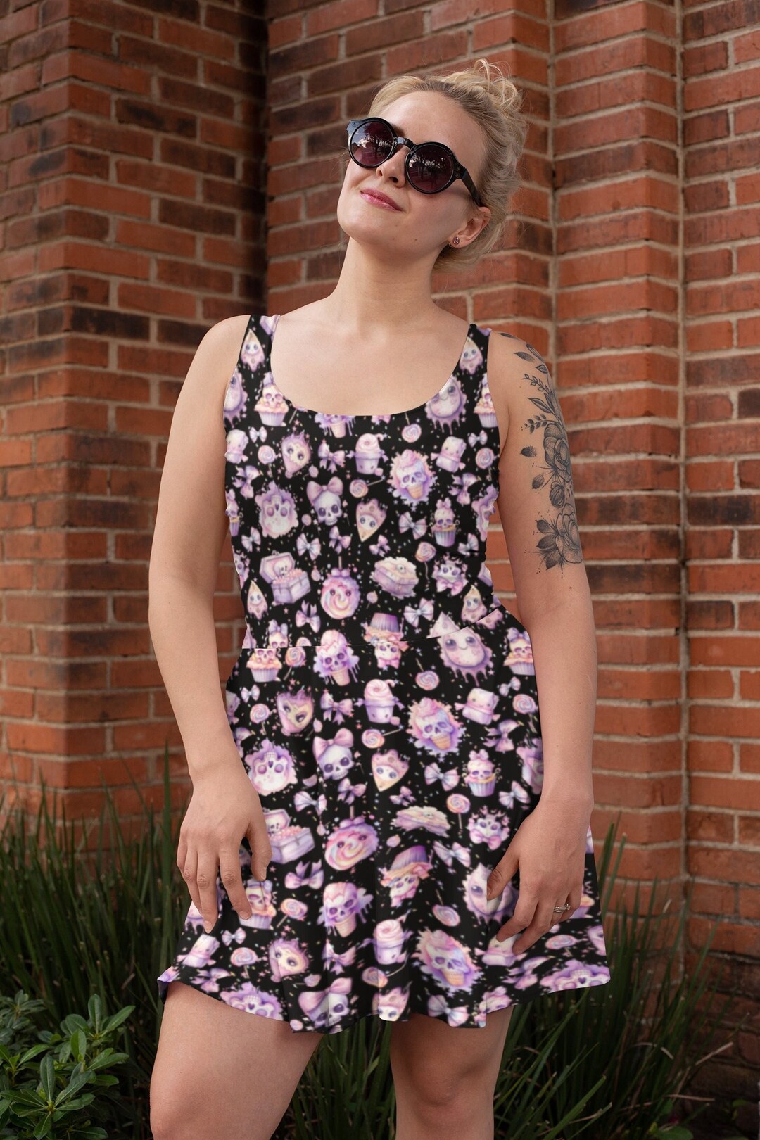 Pastel Goth Women's Skater Dress Plus Size Goth Clothing Kawaii Gothic ...