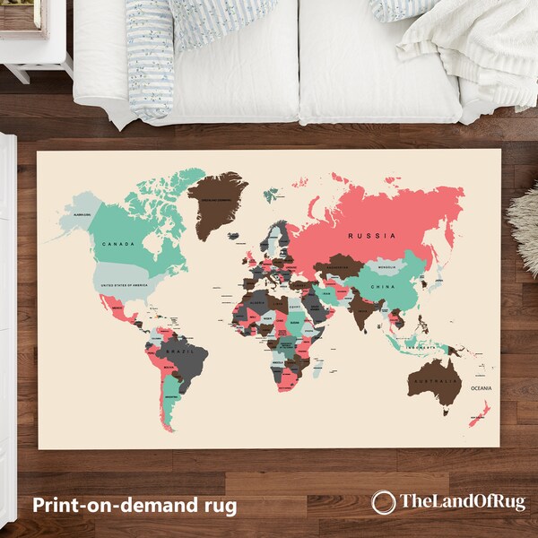 World Map Rug - Etsy