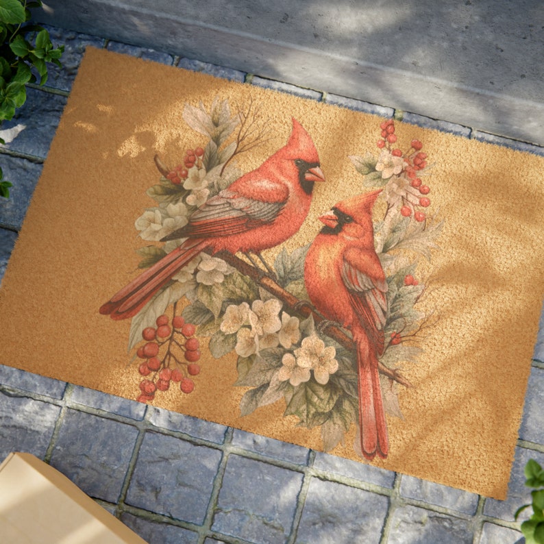 Cardinal Decor, Birds Welcome Mat, Beautiful Birds Gift, Front Door ...