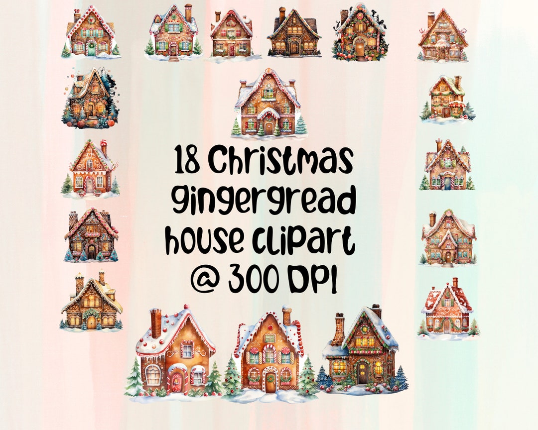 Christmas Gingerbread House Clipart - Watercolor Gingerbread Clipart ...