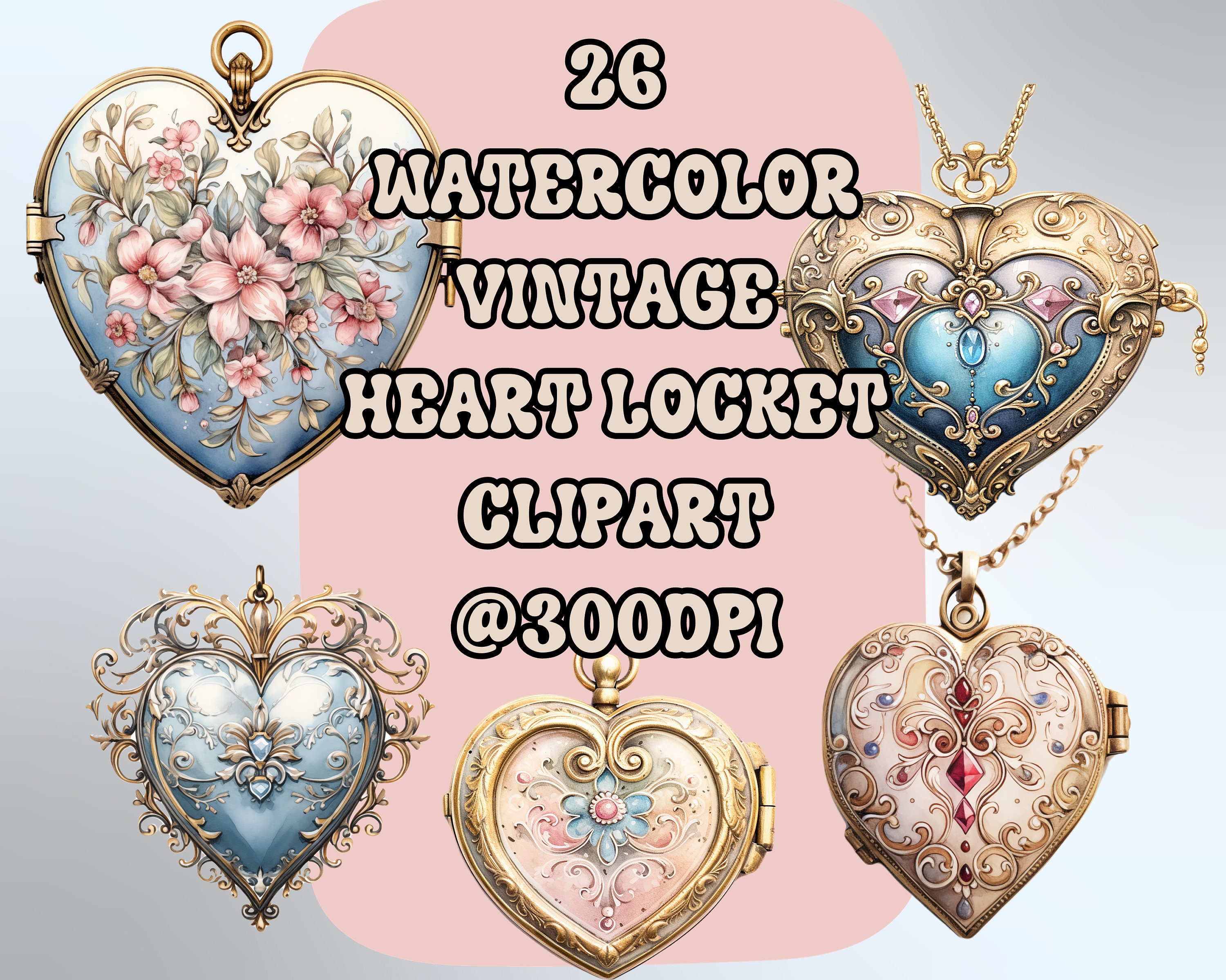 Heart Locket Clipart Antique Png Victorian Valentine Clipart Digital ...