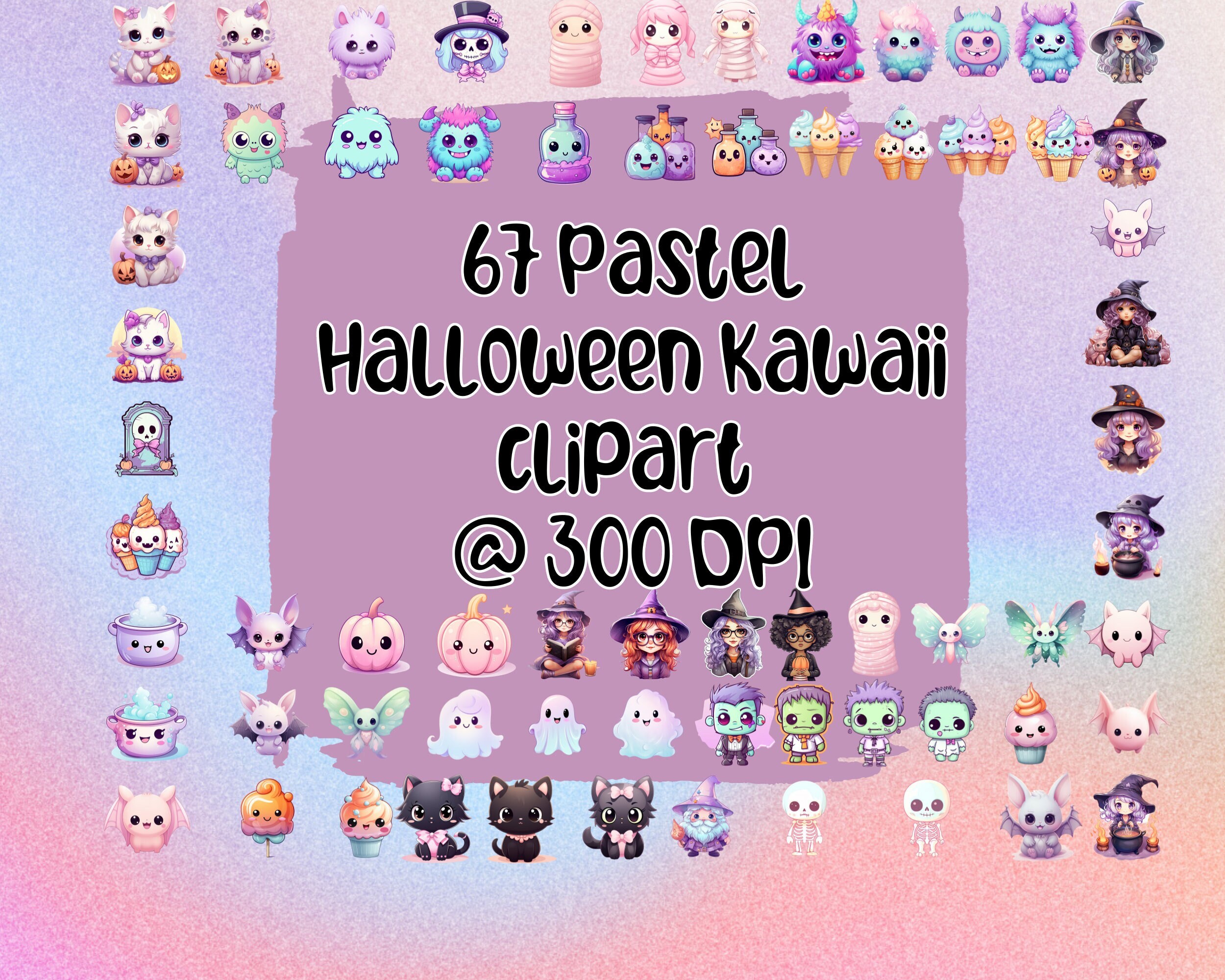 Kawaii Halloween Cute Pastel Clipart Large Bundle 60 - Etsy