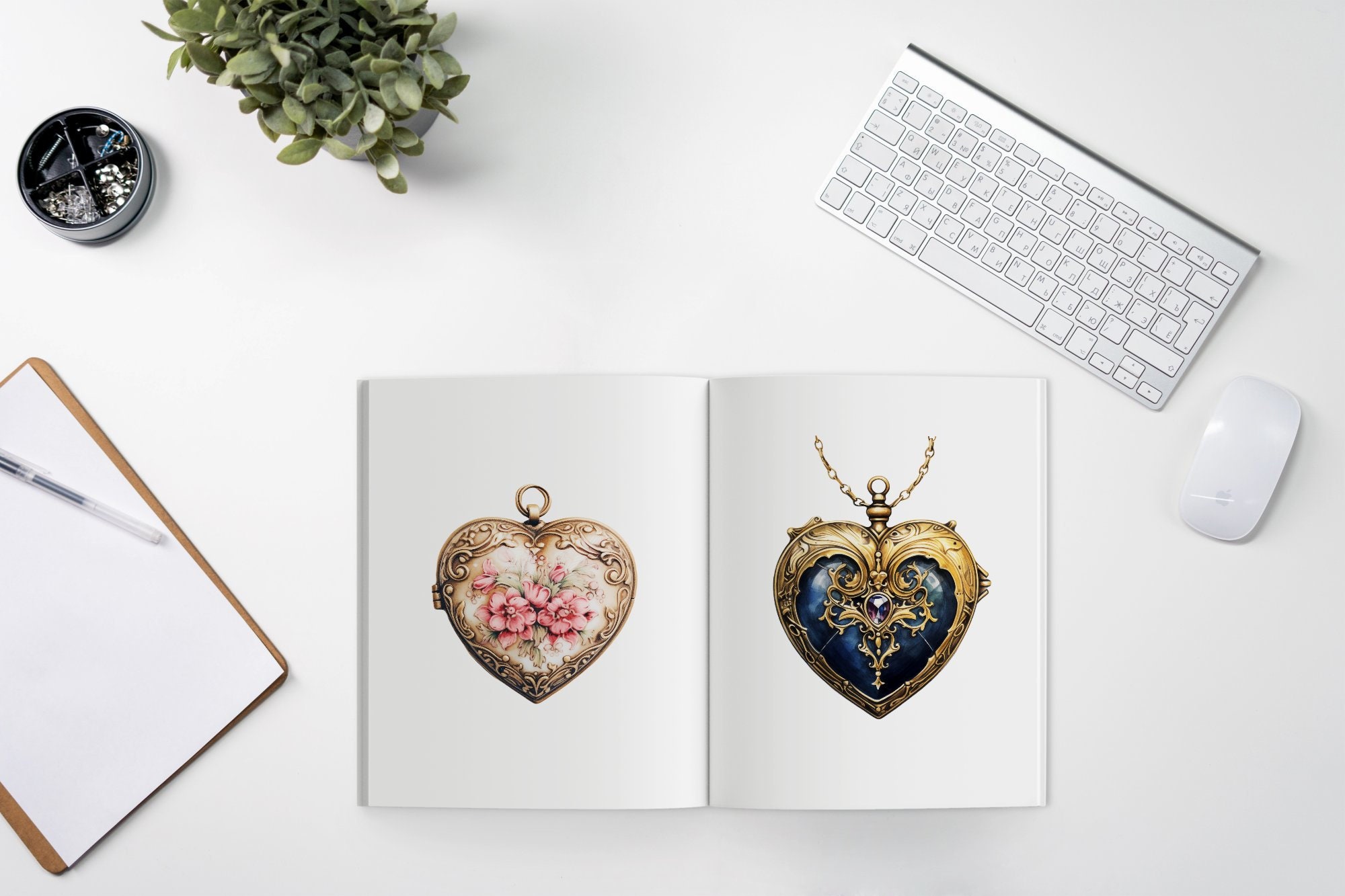 Heart Locket Clipart Antique Png Victorian Valentine Clipart Digital ...