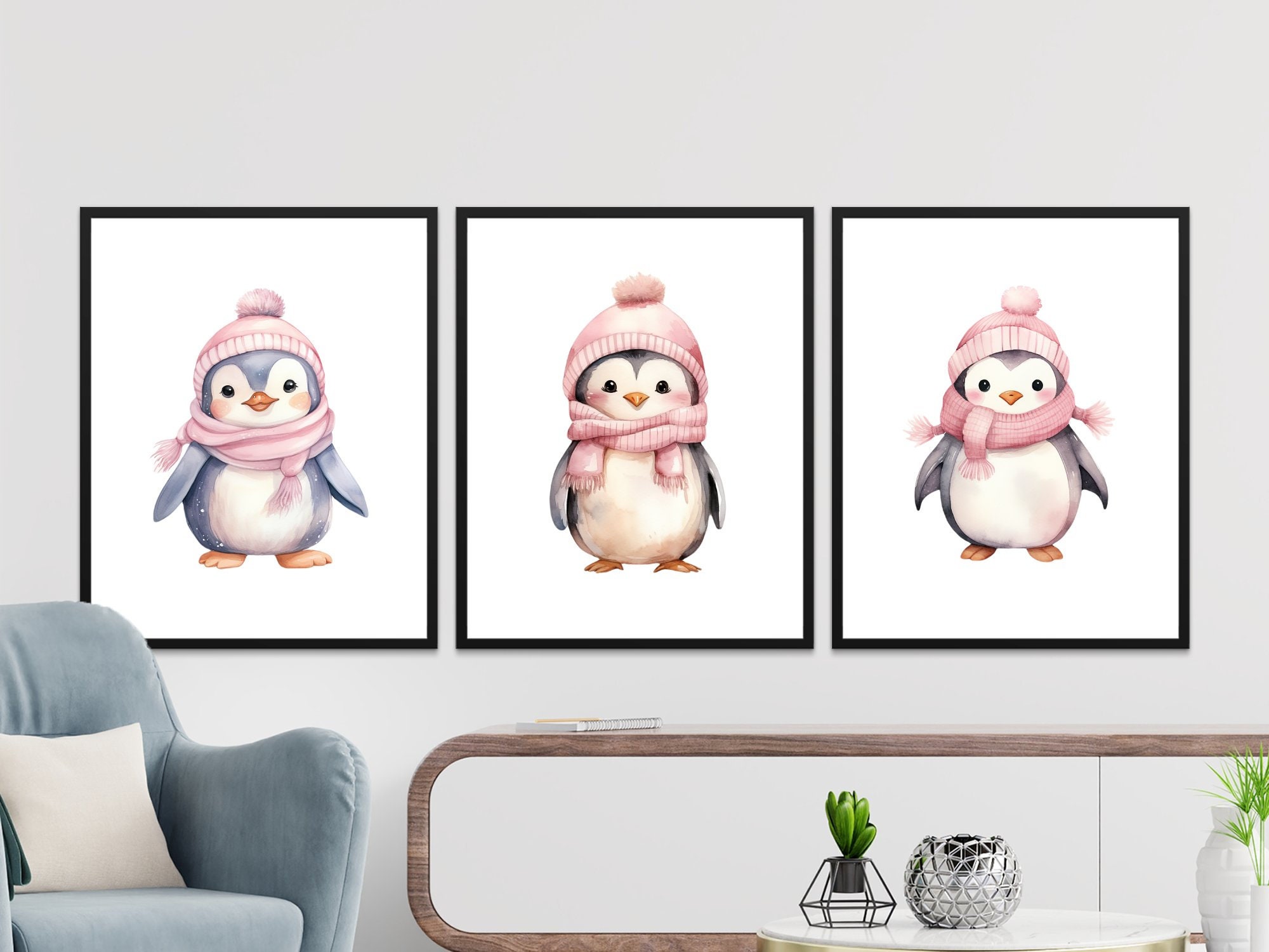 Watercolor Winter Penguin Clipart for Christmas Bundle of 47 ...