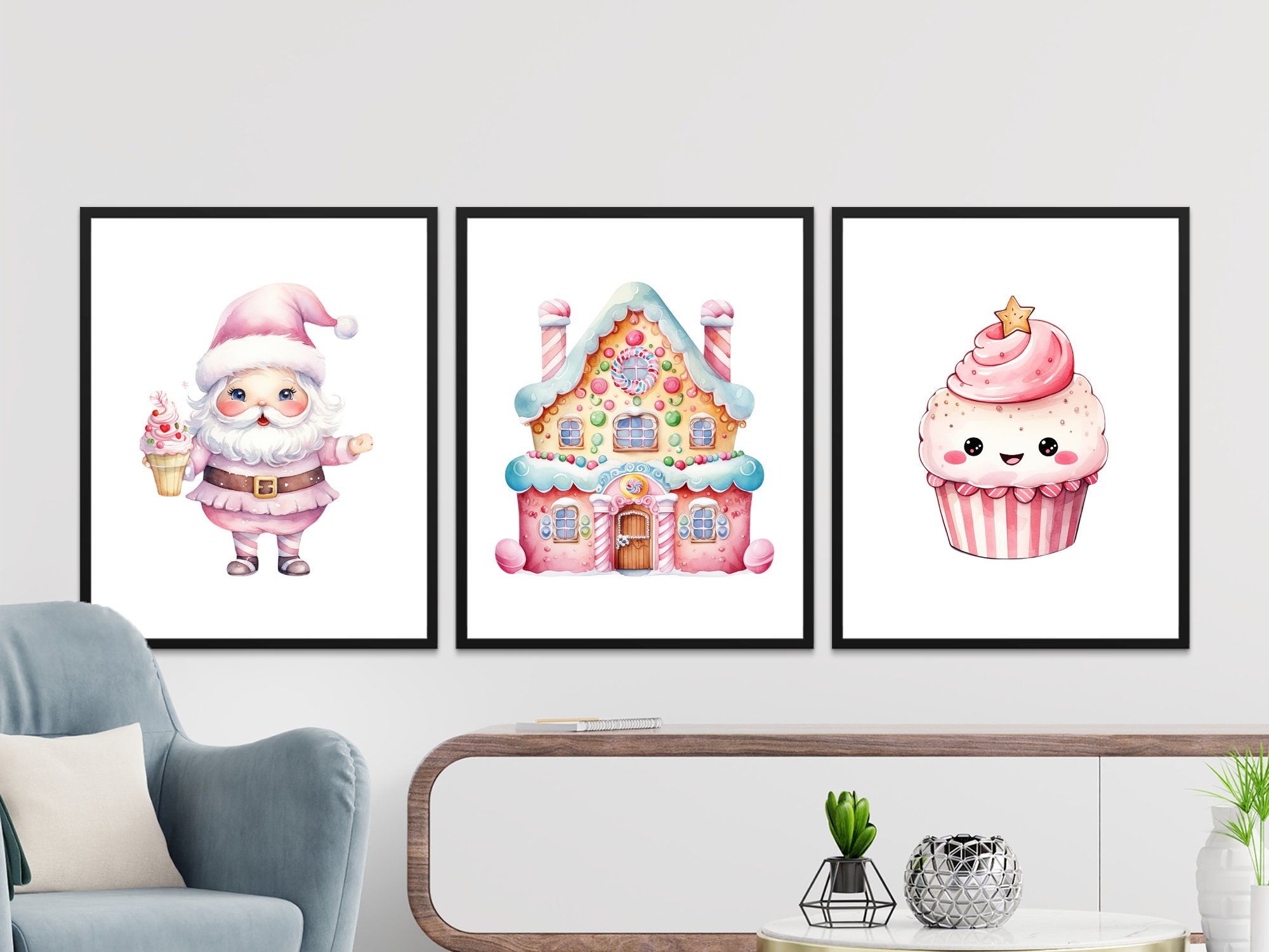 Pastel Christmas Clipart Watercolor Clipart Bundle of 37 Pngs Santa ...