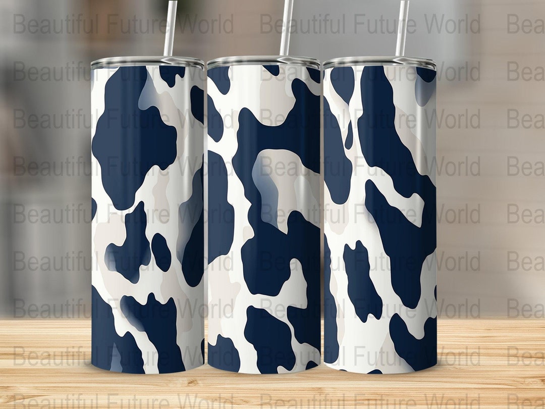 Dark Blue and White Cow Print Light and Blue Print Farm - Etsy