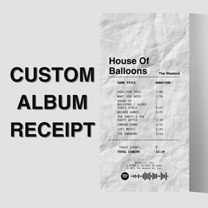 CUSTOM ALBUM RECEIPT Album Poster Tracklist Wall Art Interactive ...