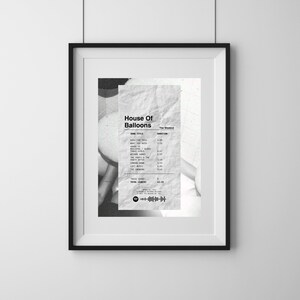 CUSTOM ALBUM RECEIPT Album Poster Tracklist Wall Art Interactive ...