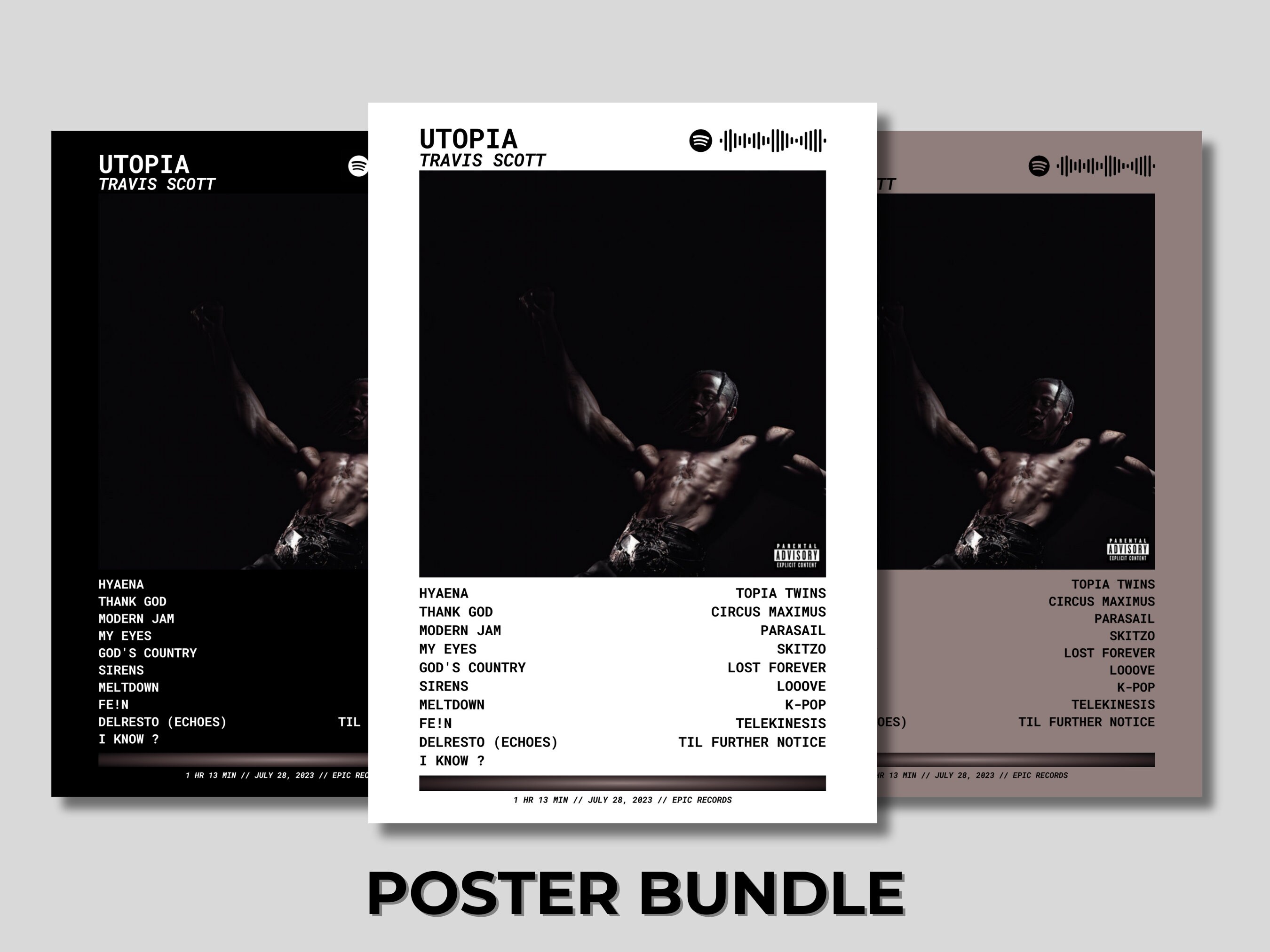 Travis Scott UTOPIA Album Poster Bundle Digital Print Instant Download Tracklist Wall Art - Etsy
