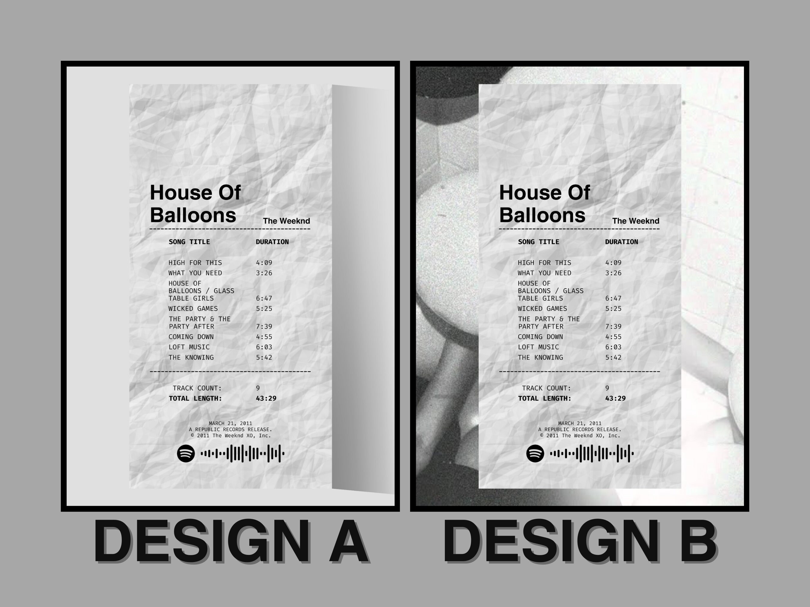 CUSTOM ALBUM RECEIPT Album Poster Tracklist Wall Art Interactive ...