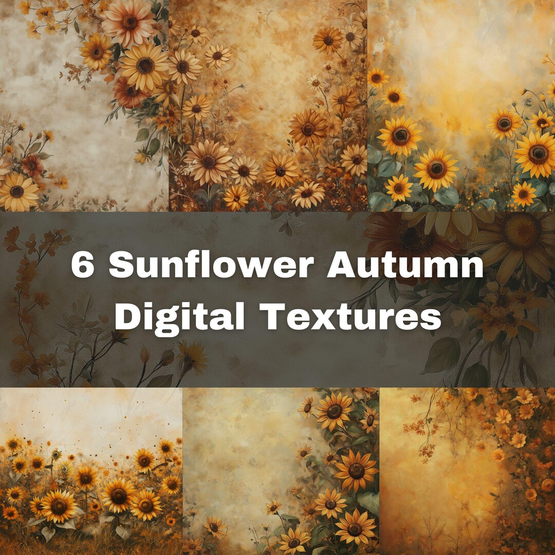 6 Sunflower Fall Autumn Digital Textures, Maternity Overlays, Fall ...