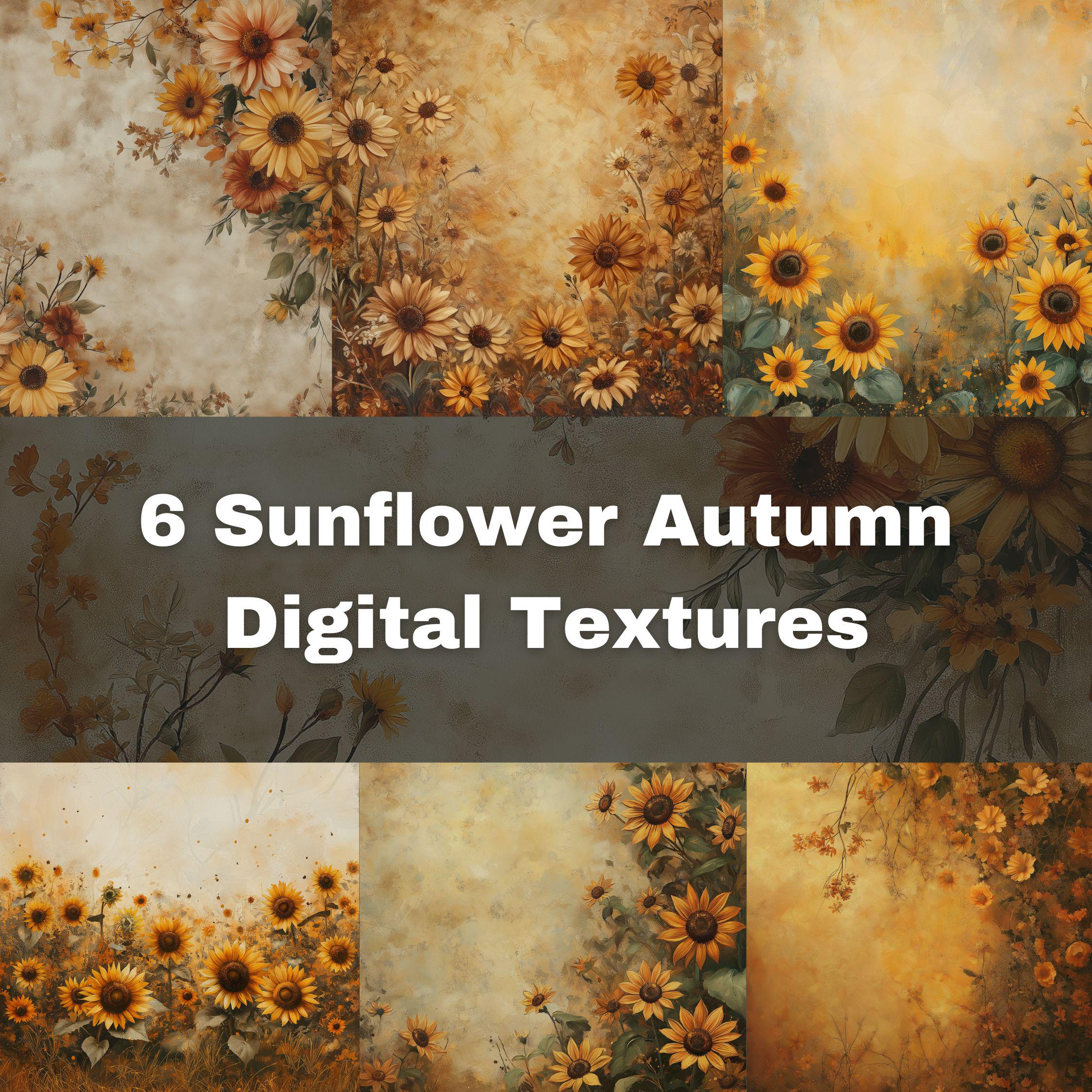 6 Sunflower Fall Autumn Digital Textures, Maternity Overlays, Fall ...