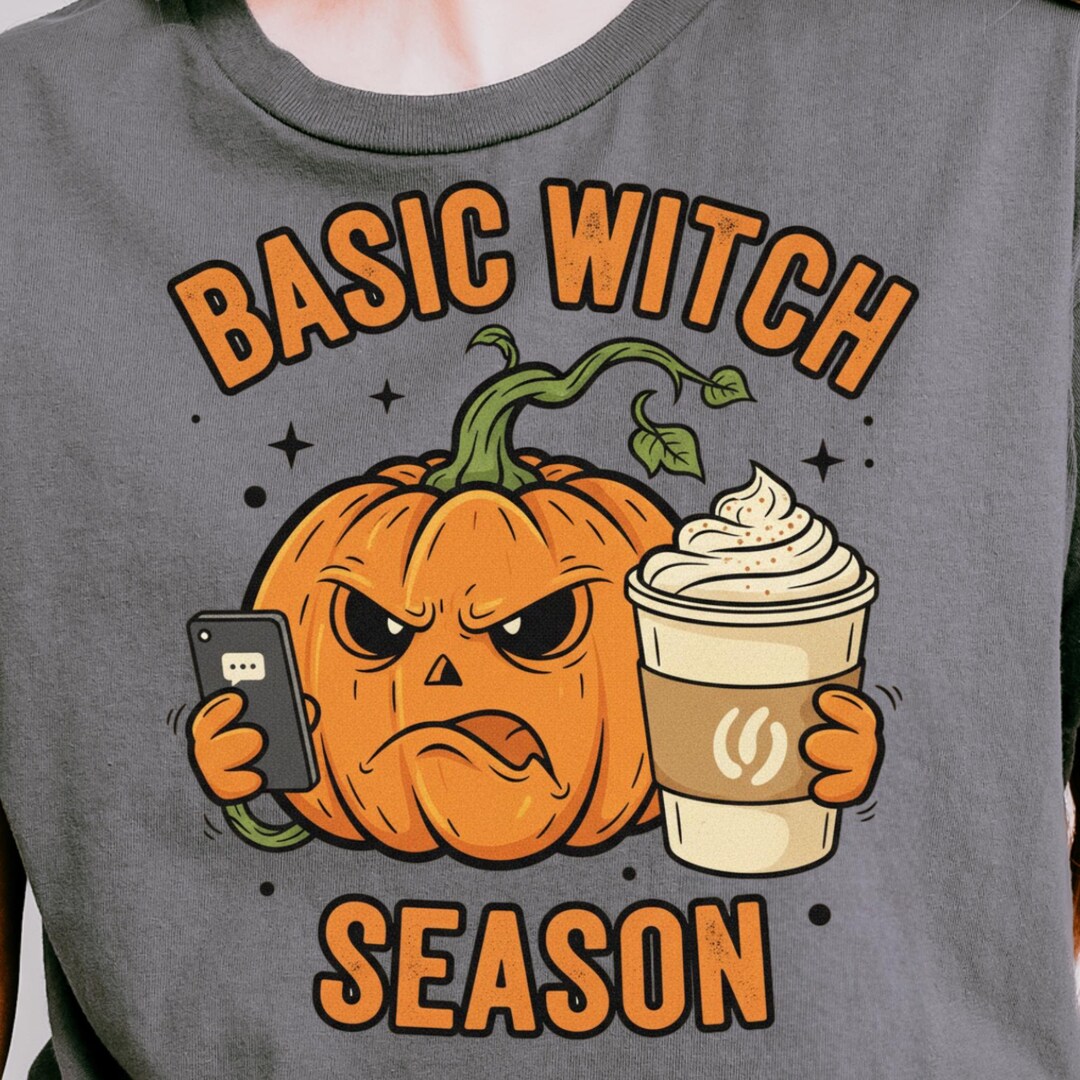 Grumpy Pumpkin Spice Latte Clipart | Basic Witch Season PNG (digital ...